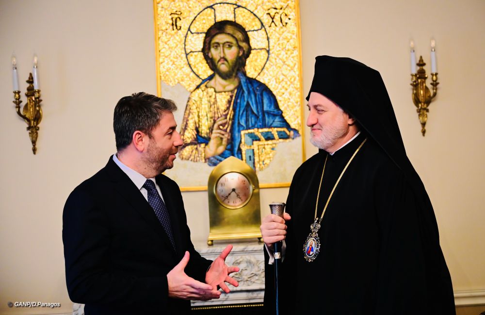 PASOK leader Androulakis meets with Archbishop Elpidophoros - Greek ...